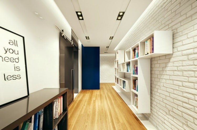 LED wall light fixtures: white library with wall LED lighting ...