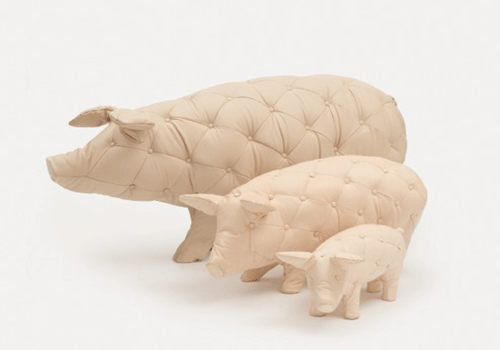 mini-pig-bench-and-chair-with-leather-cushions-for-eco-style-decorating ...